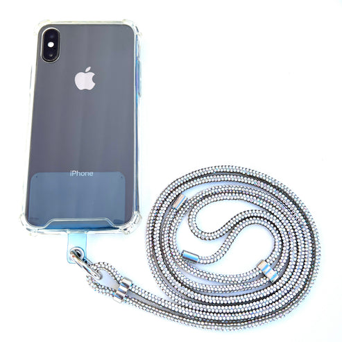 Sparkling Phone Lanyard - White Rhinestones